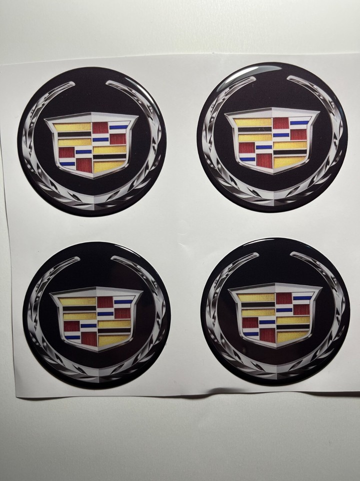 4x Cadillac Decals Center Wheel Cap Self-Adhesive Emblems Rims Logo ...
