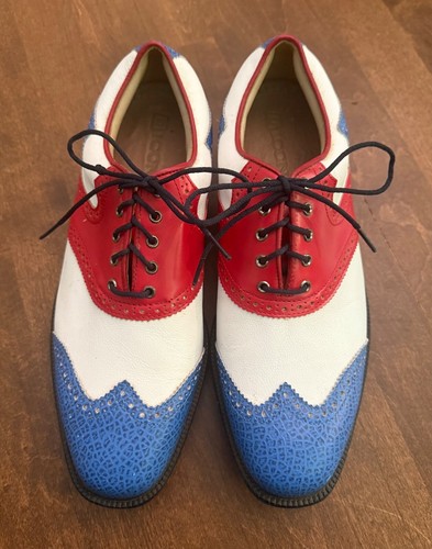 FJ MyJoy ICON Men’s Leather Saddle Golf Shoes – Red/White/Blue Sz 10 ...