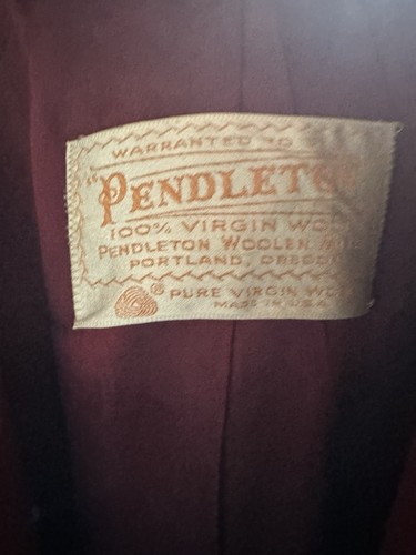 Pendleton Burgundy Women's Long Overcoat Collared Belted Lined Button ...