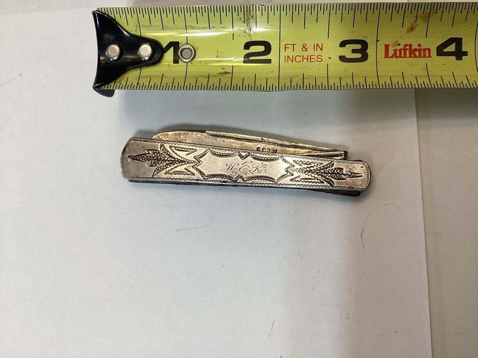 Antique Vintage Coin Silver 2 Blade Folding Pocket Fruit Knife 21.4G ...