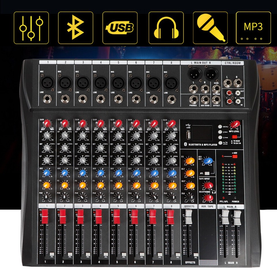 8/12/16 Channel USB Bluetooth Live Studio Audio Mixer Mixing Console ...