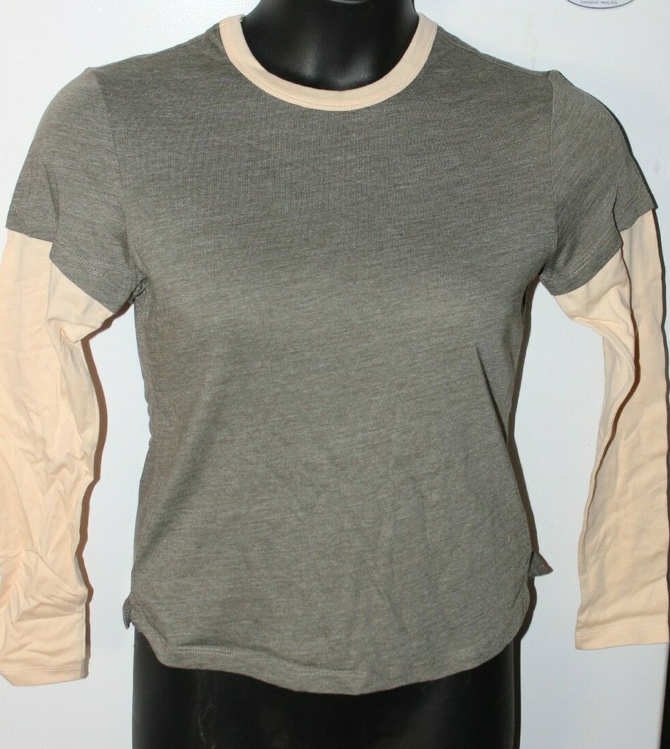 Women's long sleeved 2fer shirt Green / Khaki L | eBay