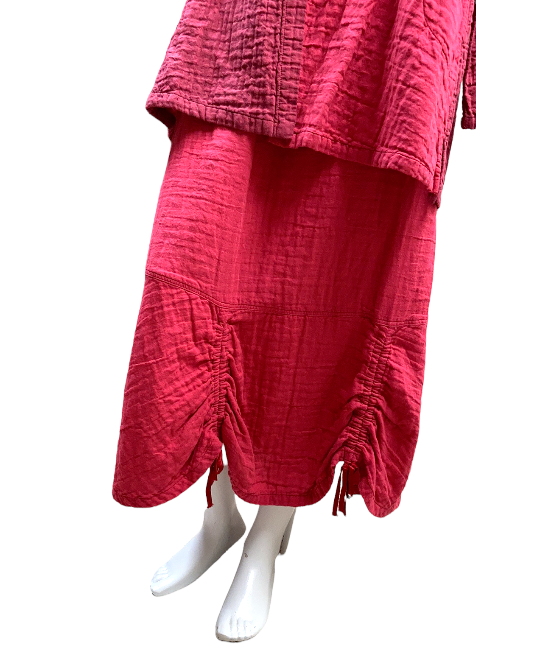 Kleen 100% Rumpled Cotton Lagenlook Pink Button Down Tunic Maxi Skirt ...