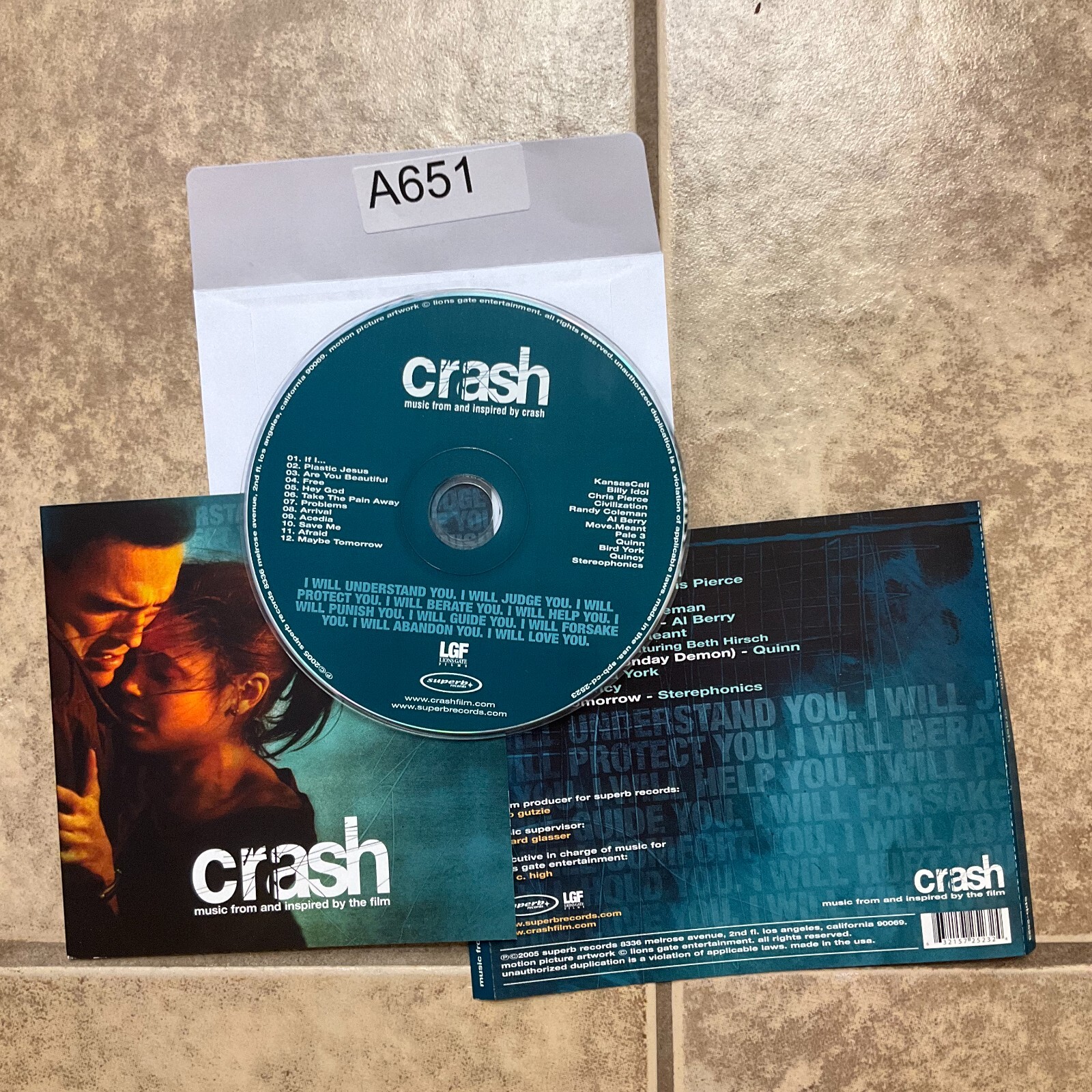 Crash: Music from and Inspired by Crash (CD, Jun-2005, No Case No ...