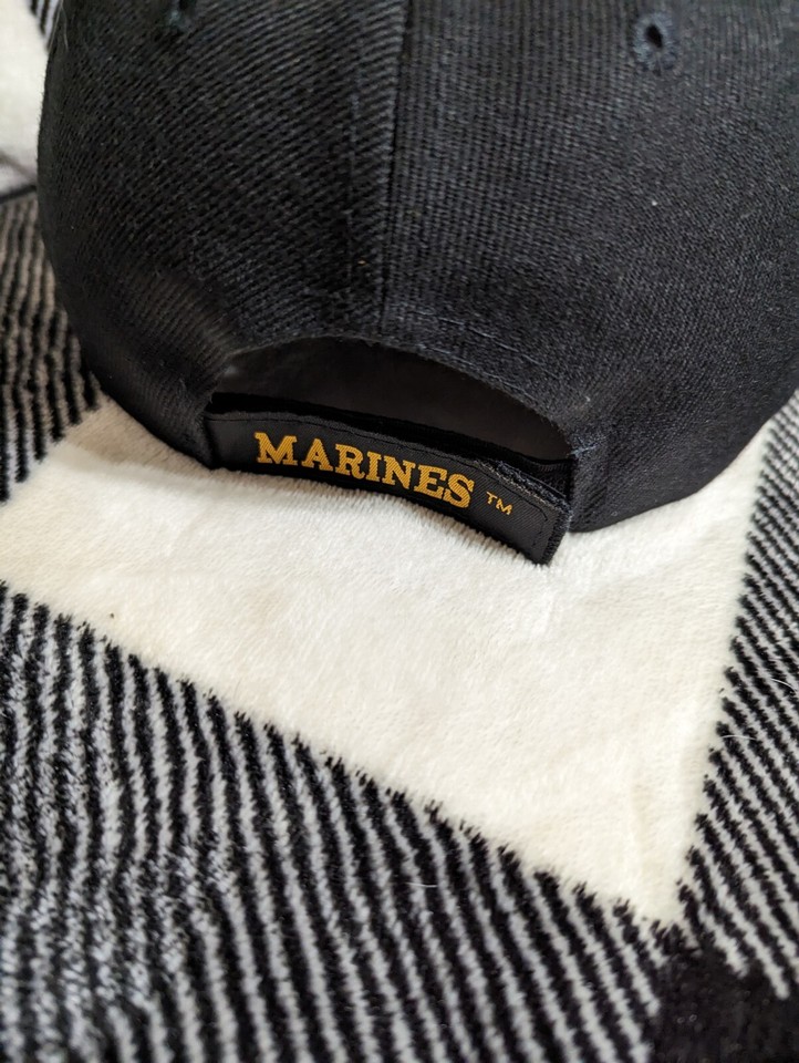 New Military USMC US Marine Corps Retired Black Red Baseball Ball Cap ...