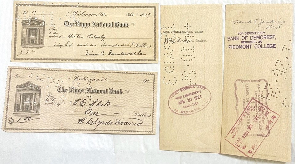 Antique Riggs National Bank Check – Washington, D.C. – 1900s–1924 ...