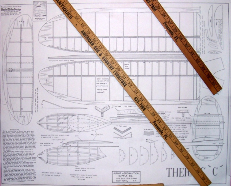 Jasco THERMIC "C" PLANS + PATTERNS for BOTH 1944 & 1946 Tow-Line Glider ...
