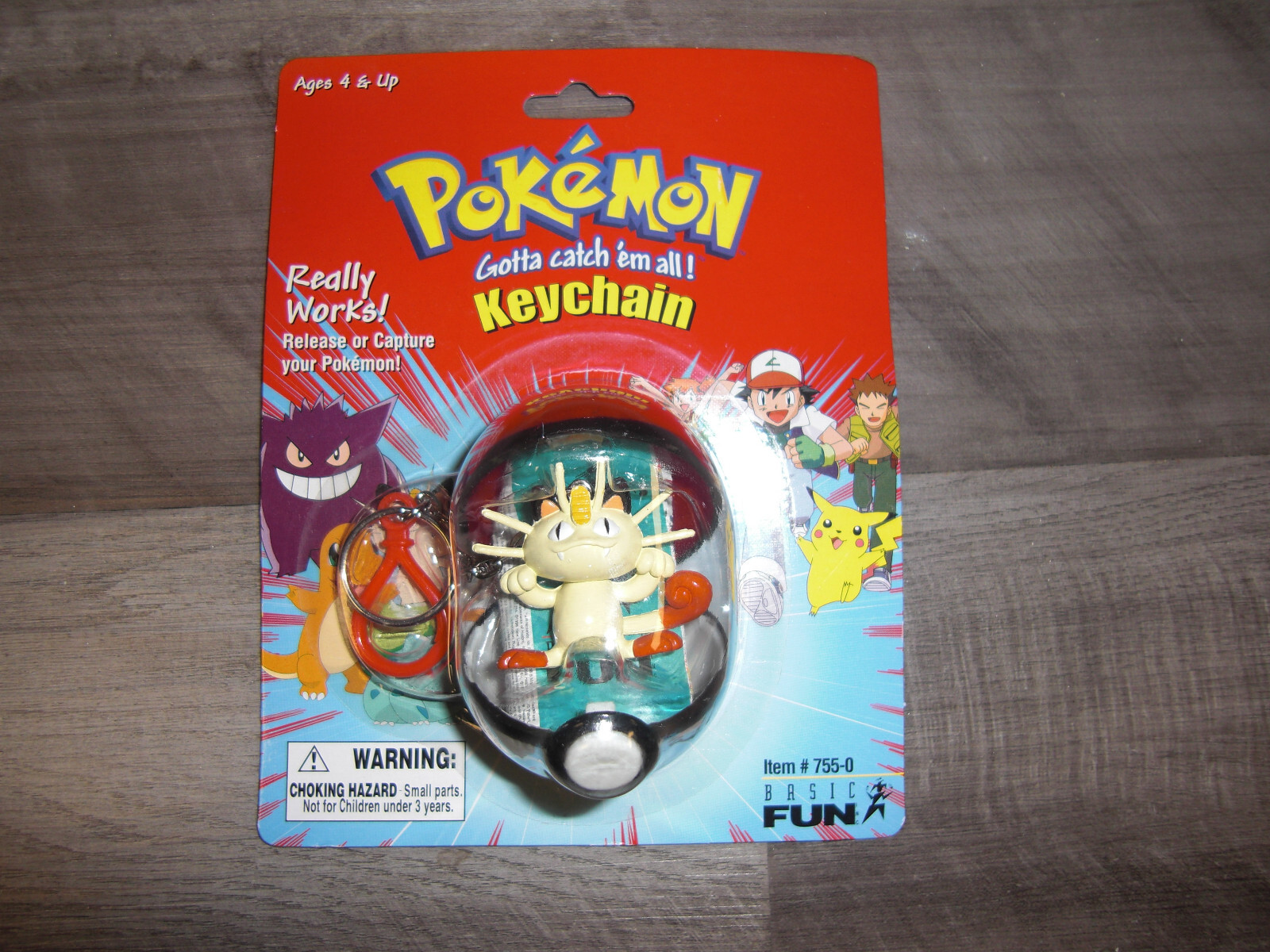Meowth pokemon basic fun keychain pokeball catch and release | eBay