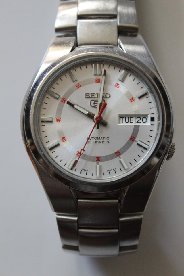Seiko AUTOMATIC 5 White Steel Watch 36MM SNK613K1 | eBay
