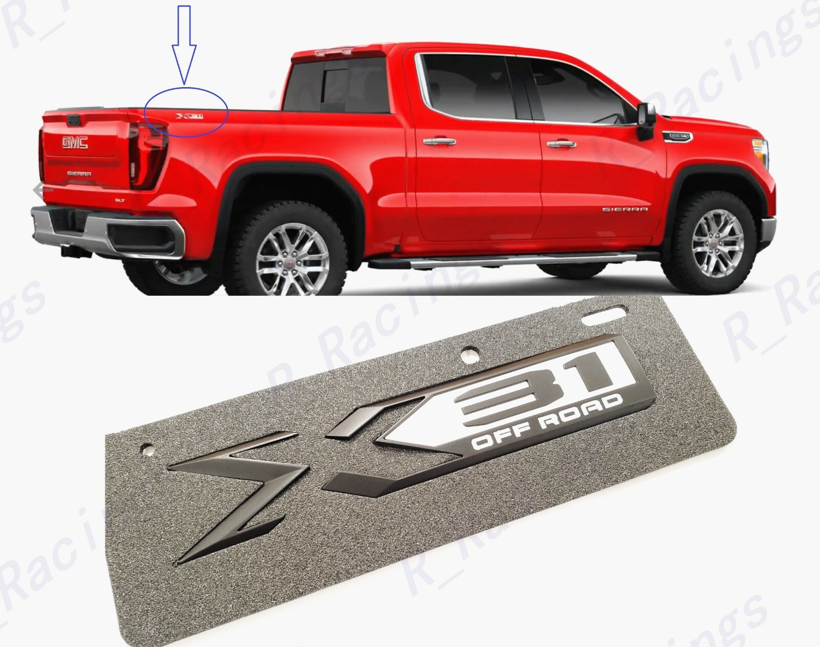 1PC Matte Black White 2019-2025 GMC Sierra X 31 OFF ROAD Bed Emblem OEM ...