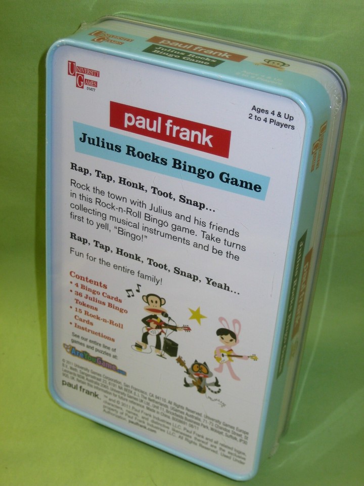 2011 University Games PAUL FRANK Julius Rocks BINGO GAME in Tin ...