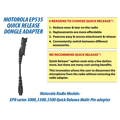 Tactical Ear Gadgets Quick Release Adapter For Motorola XPR3000 XPR3300 ...