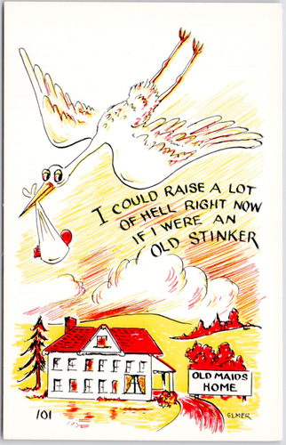 Elmer Anderson Comic Humor Drawing 1951 Stork Baby Funny #101 Vintage ...
