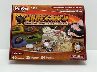 Playz Huge Earth Volcano, Dinosaur & Fossil Dig Kit - Stem Science 8 ...