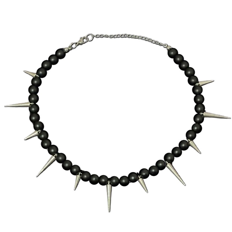 Black Beads Strands Pendant Neckchains Punk Style Necklace Jewelry for ...
