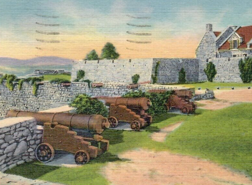 Vintage Linen Postcard South Wall Southwest Bastion Barracks Fort ...