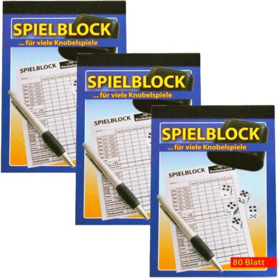 3x Spielblock Knobelblock Knobel Würfel Block für viele Knobelspiele 80 ...