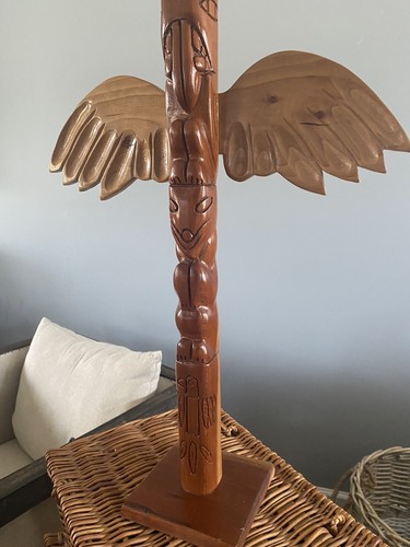 Large Vintage Signed Handmade Cherokee totem pole Over 2 foot tall! | eBay