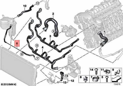 Genuine BMW E82 E84 E90 Radiator Expansion Tank Vent Line Hose OEM ...