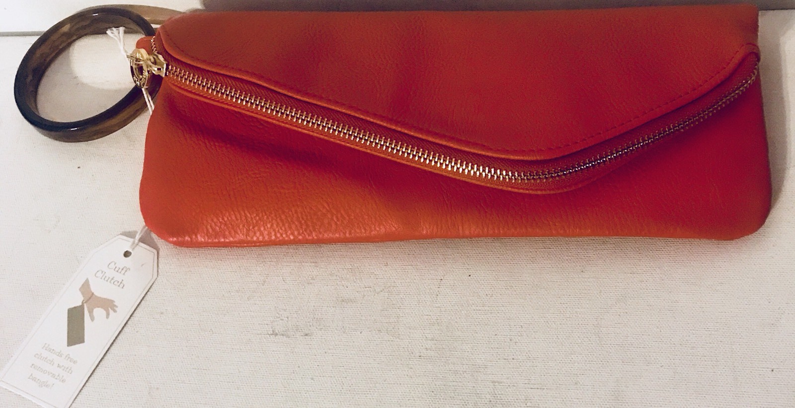 Mud Pie Women’s Fashion Bangle Vegan Leather BurntOrngCuff Clutch Purse ...