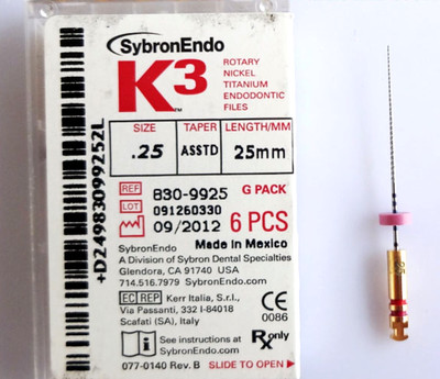 Kerr Sybron Endo K3 Niti File 25mm G Pack 6 Files | eBay