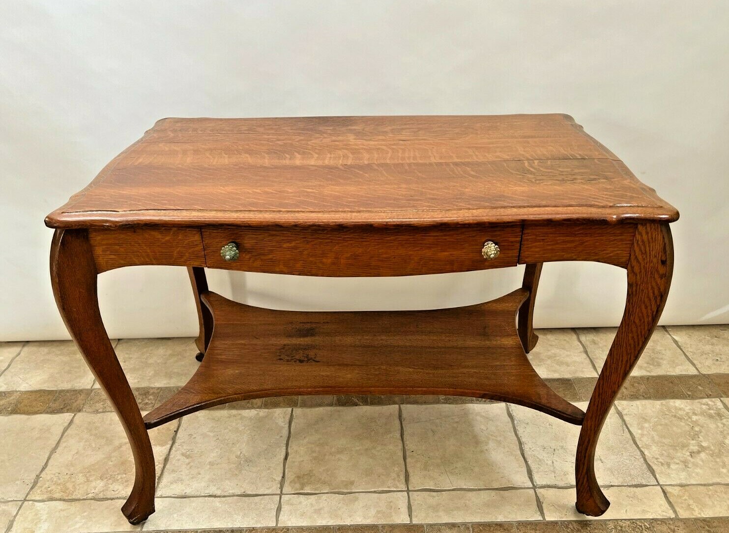 Antique Desk Library Table by Wolverine Mfg One drawer Bottom shelf ...
