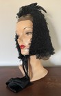 ANTIQUE c.1800s Victorian Black Knit Fringe MOURNING BONNET with Jet ...
