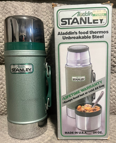Vintage Stanley Aladdin Food Thermos 24oz Unbreakable Steel USA w/ Box ...