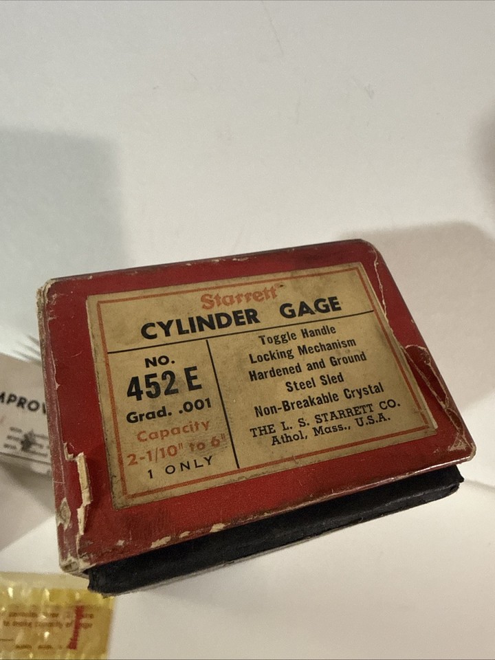 L.S. Starrett No. 452-E Cylinder Gauge Grad .001 2 1/10” To 6 ...