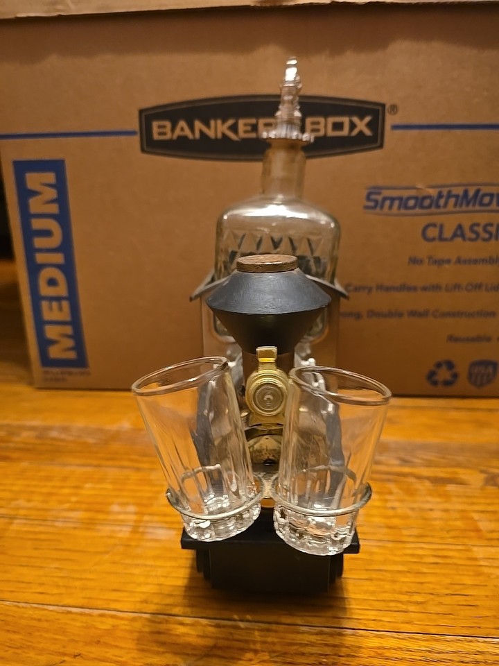 Vintage DC 328 Train Locomotive Bar Music Box with Decanter and Glasses ...