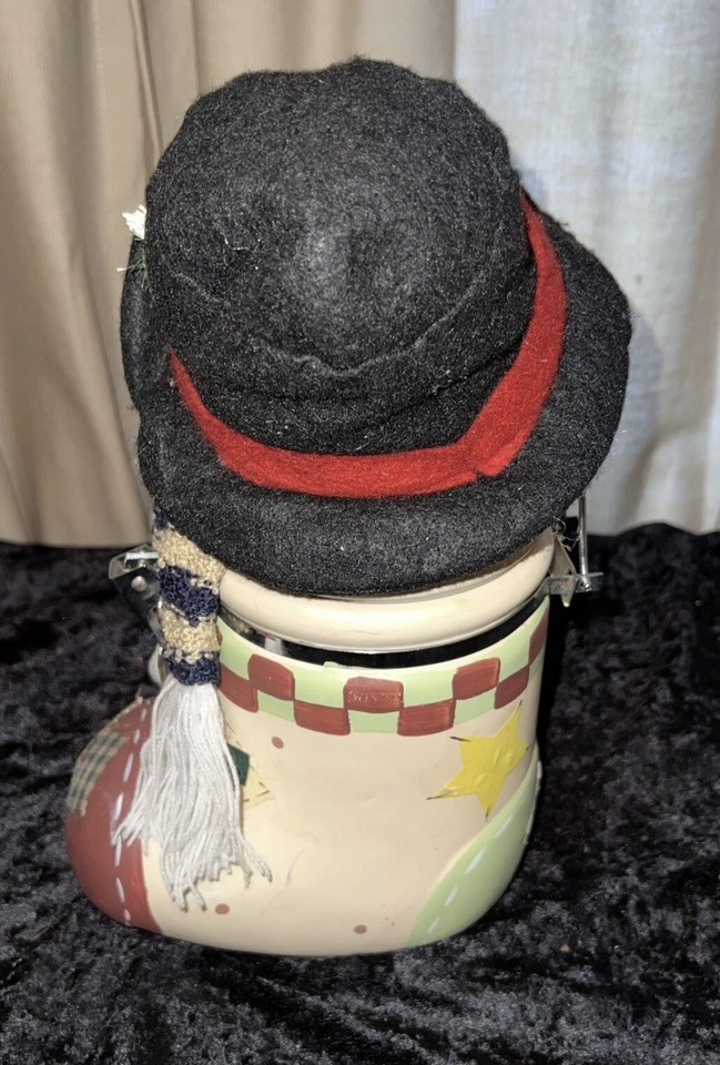 Ceramic Snowman Christmas Cookie Jar Canister With Lid 11” Decorative ...