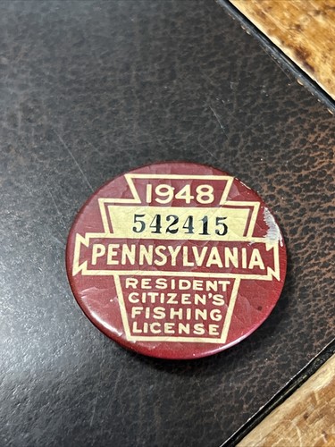 Vintage Early 1948 Pennsylvania PA Fishing License Pin | eBay