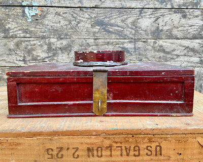 Antique Shaving Box Vintage Wooden Chest Painted Folk Art Barbers Lock ...
