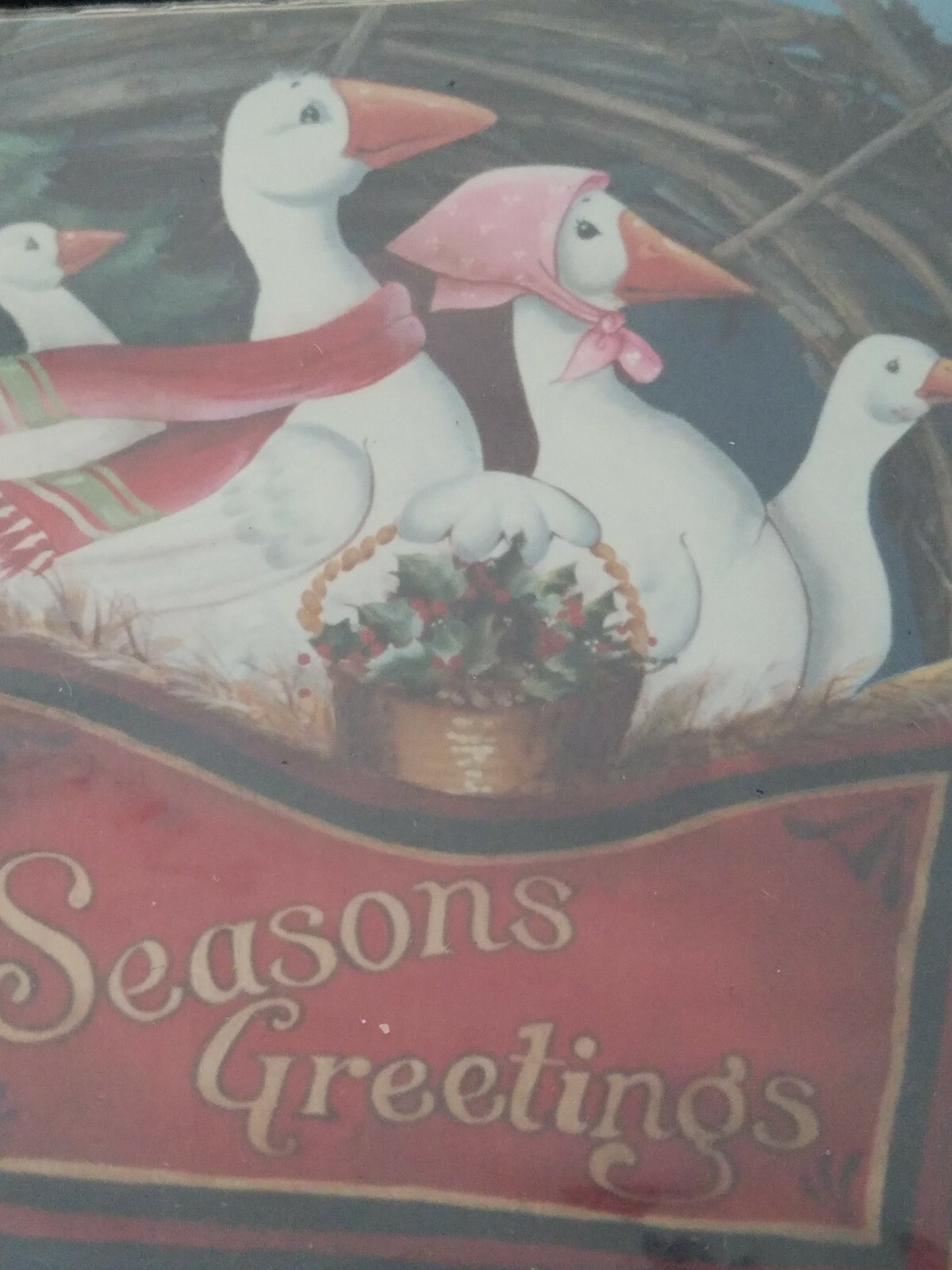 DELANE LANGE 1987 GOOSE FAMILY SEASON GREETING SIGN PAINTING PATTERN ...