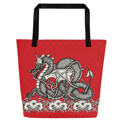 All-Over Print Large Tote Bag DRAGON | eBay