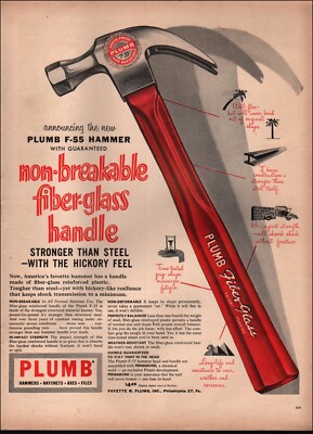 1955 Vintage ad PLUMB hammers Hatchets axes Files fiber glass retro 11 ...