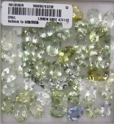HELIODOR (BERYL). Lemon Green & Other Colors VSI. 50 PCS, 8 X 6 mm, 54. ...
