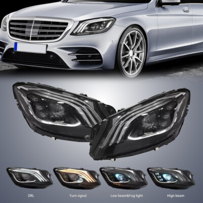Pair Full LED Headlight Assembly For 2013-2017 Mercedes Benz W222 S ...