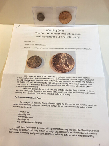 Lucky Wedding Coin Set Genuine UK Sixpence Bride Large Irish Penny ...