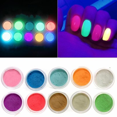 Poudre Fluorescent Luminescent Que Se Illumina Avec Obscurité pour Nail ...