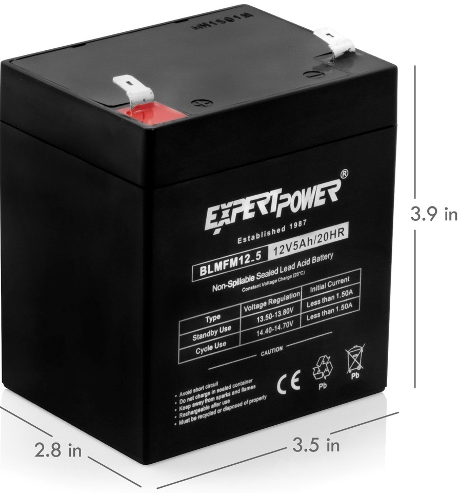 ExpertPower 12V 5AH SLA Battery Replaces 12 Volt 4AH 4.5AH for Alarm ...