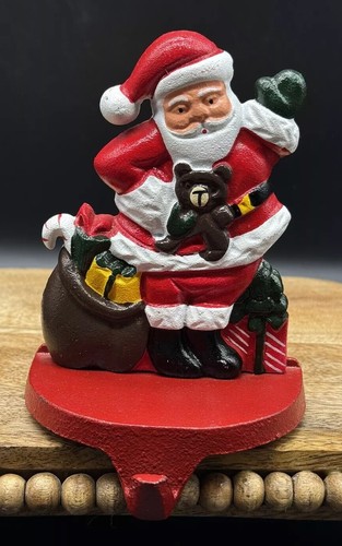 LILLIAN VERNON Santa Claus Cast Iron Christmas Stocking Holder 4.75 ...