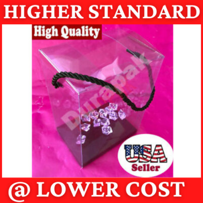 24~ 5-1/2x4x7-1/2" Rope Handle Clear PVC Boxes w/ Black Gold Silver ...