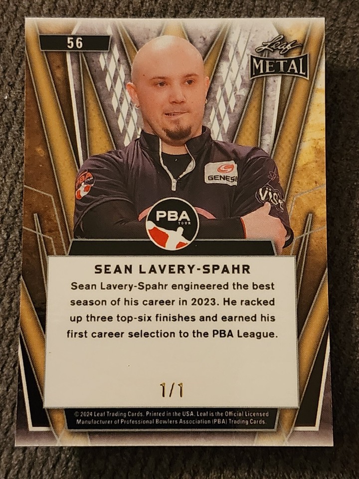 2024 Sean Lavery-Spahr Leaf Metal PBA Bowling 1/1 Prismatic Gold ...