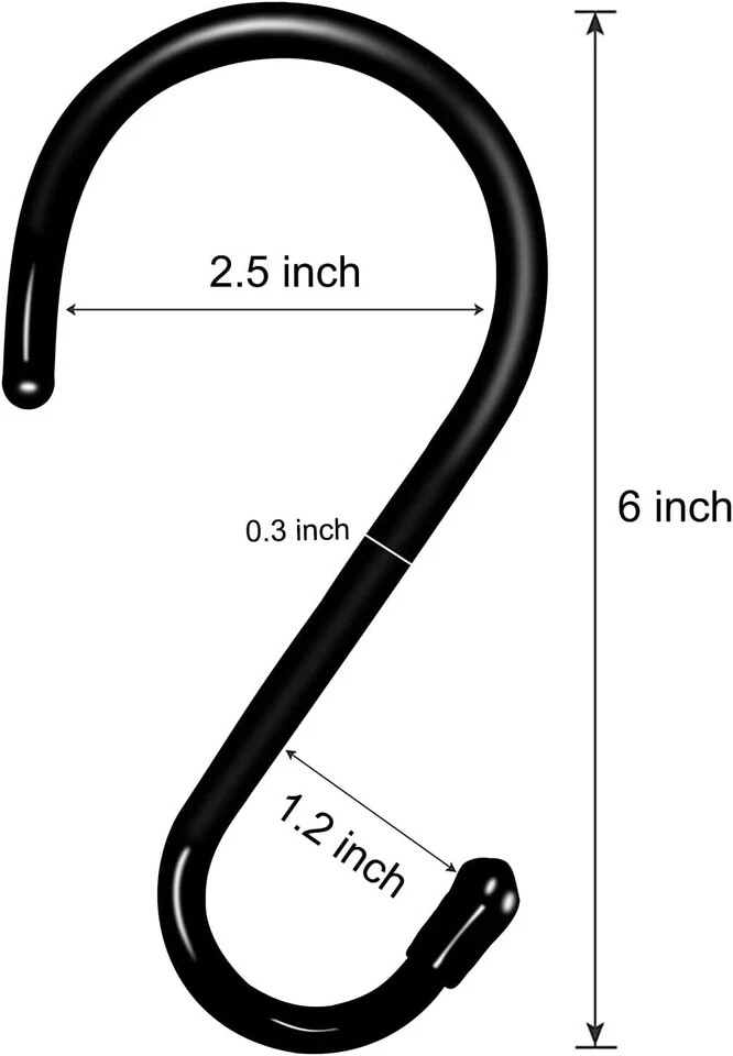 4 Pack Large S Hooks for Hanging Heavy Duty, 6 Inch Non Slip Vinyl ...