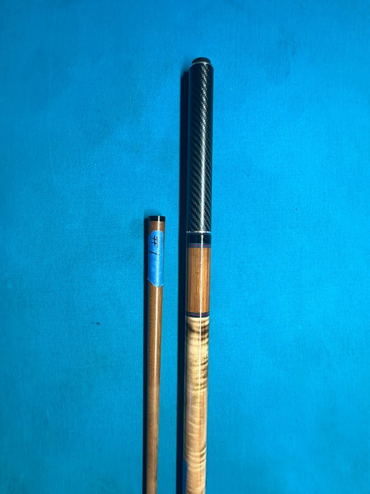 Jeffrey Tucker Goncalo Alves/Curly Maple Pool Cue,30”Kielwood Shaft, 3 ...