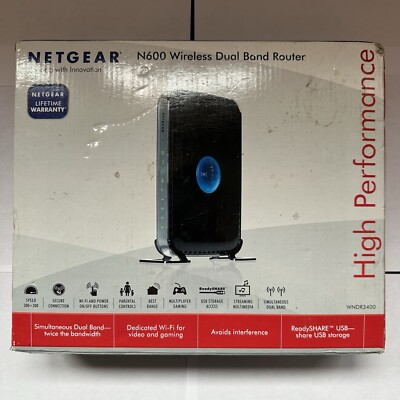 NEW NETGEAR Wi-Fi Router Wireless N600 Dual Band Router WNDR3400 CIB | eBay
