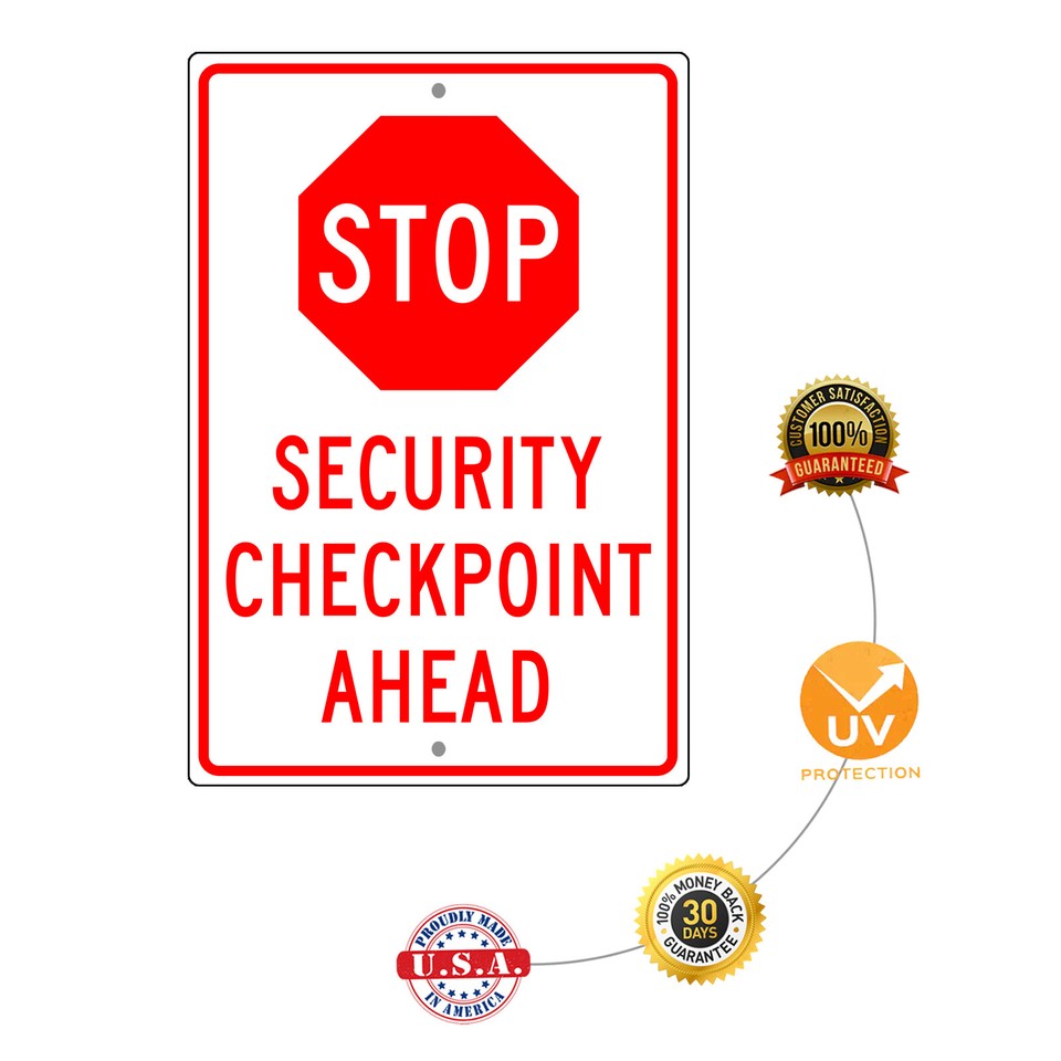 Notice Stop Security Check Point Ahead Traffic Rectangle Aluminum Metal ...