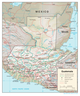 Guatemala Physical Geography Geographic Physiographic Map Country Nation Print | eBay