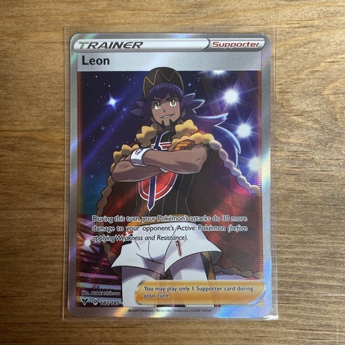 Pokémon TCG Leon Vivid Voltage Holo Card 182/185 Full Art Ultra Rare LP ...